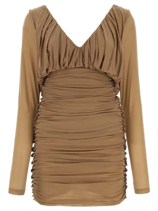Saint Laurent Jersey Mini Dress - Brown