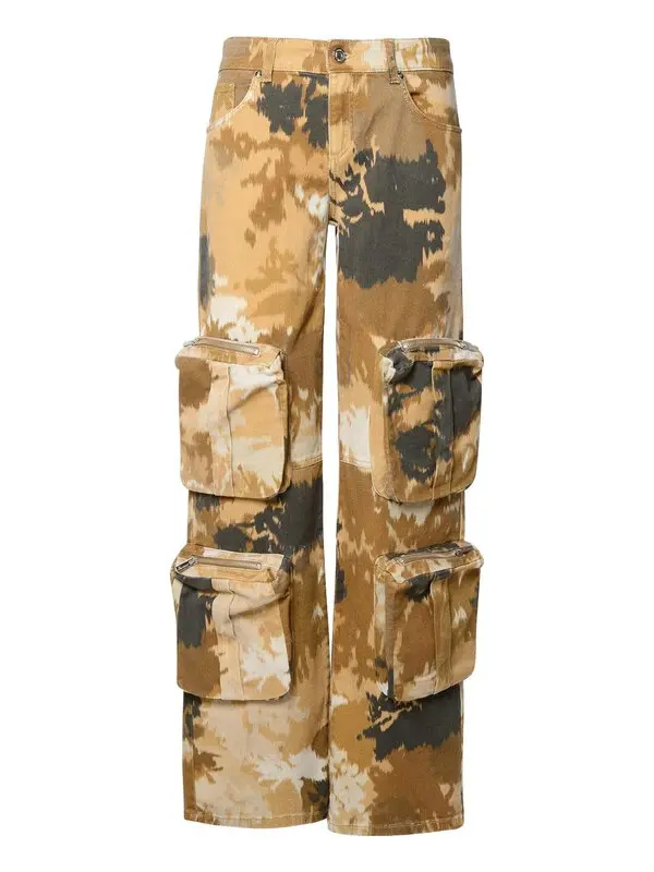Blumarine Camouflage Chiné Cotton Cargo Jeans - Brown
