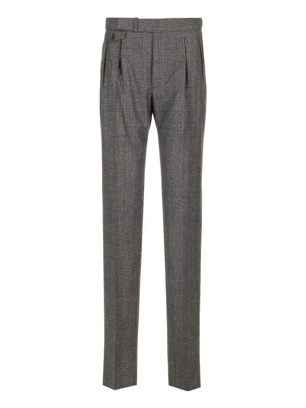 Tagliatore Prince Of Wales Wool Trousers - Gray