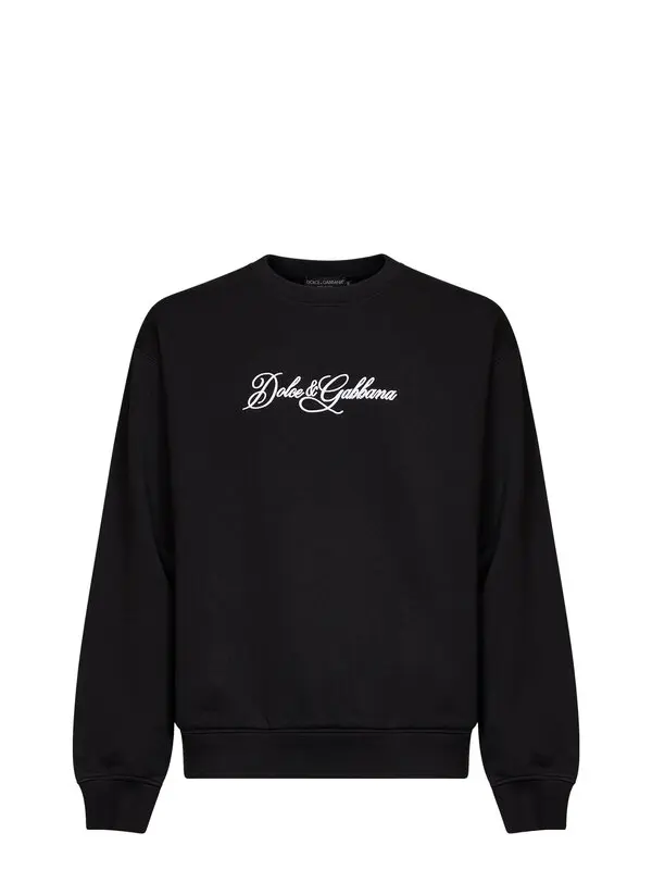 Dolce & Gabbana Black Cotton Embroidered Crewneck Sweatshirt - Multicolor