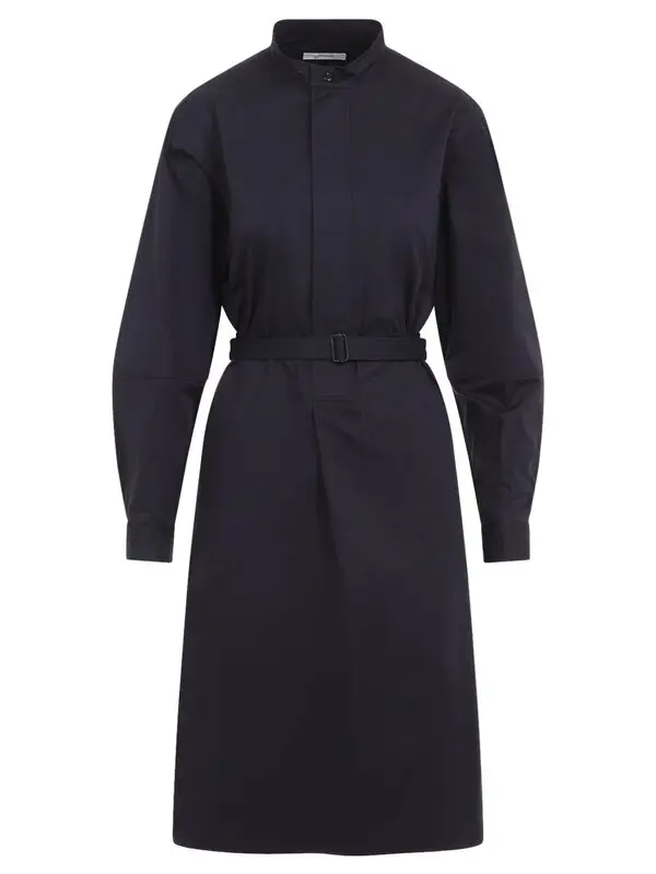 LEMAIRE Cotton Satin Midi Shirt Dress - Blue