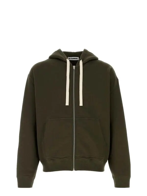 JIL SANDER Cotton Hooded Sweatshirt - Green
