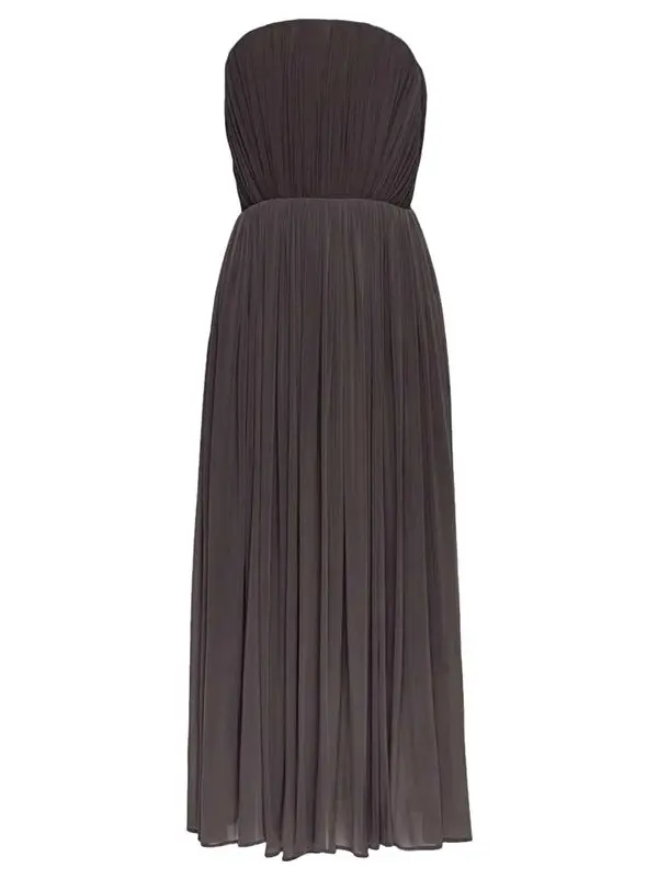 Magda Butrym Strapless Pleated Corset Dress - Brown