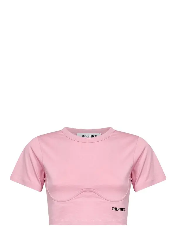 Attico Cotton Jersey Cropped T-shirt - Multicolor