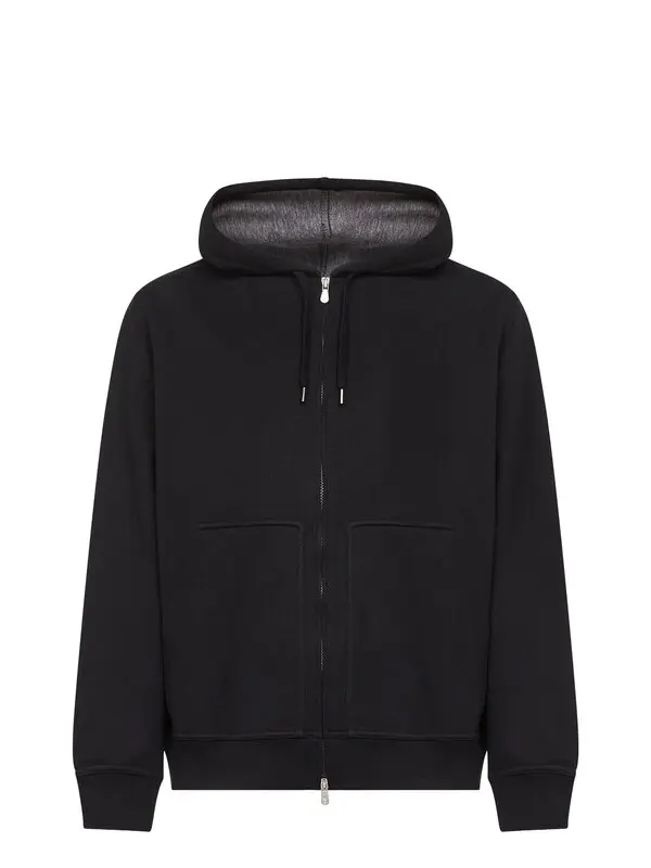 Brunello Cucinelli Black Double Fleece Zip-up Hoodie - Multicolor