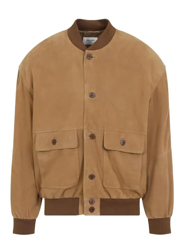 Saint Laurent Suede Jacket - Brown