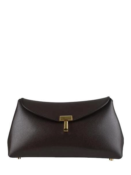 TOTEME Leather T-lock Clutch - Brown