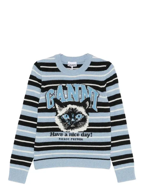 GANNI Wool Crewneck Sweater - Multicolor