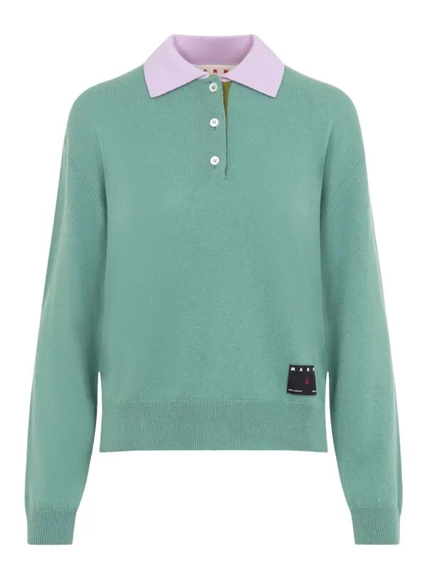 Marni Cashmere Polo Neck Sweater - Green