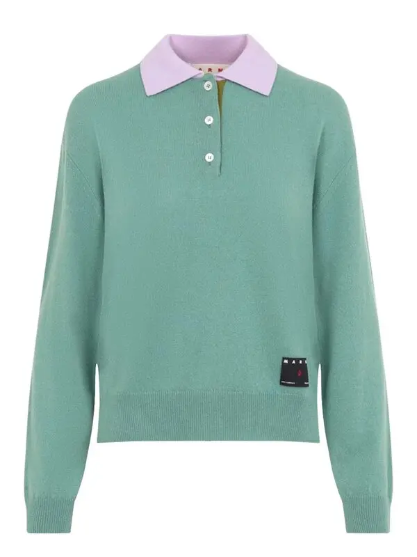 Marni Cashmere Polo Neck Sweater - Green