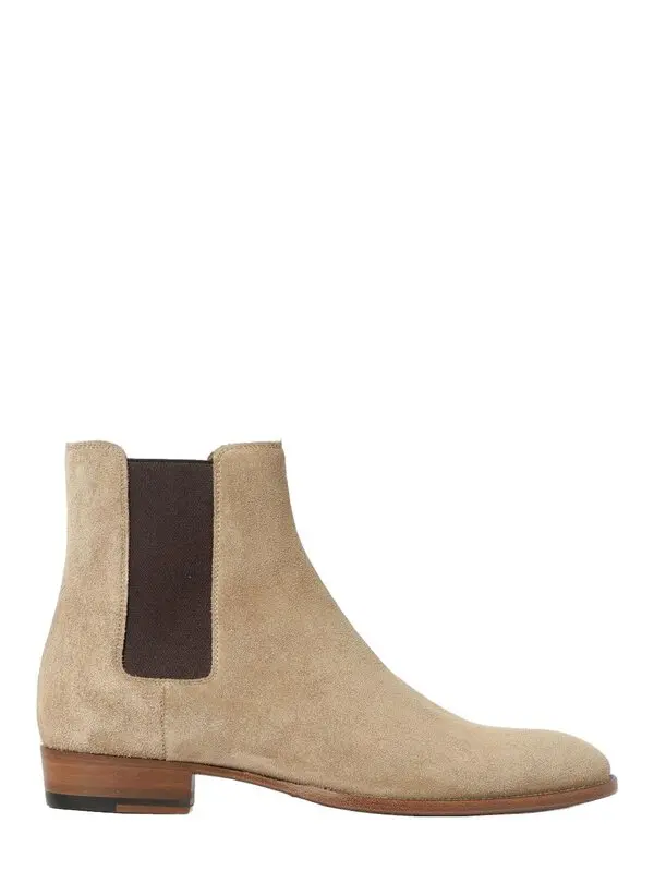 Saint Laurent Suede Chelsea Boots - Cream