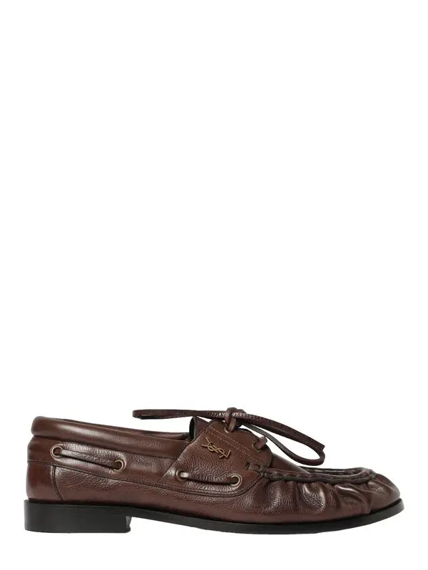 Saint Laurent Le Loafer Bateau Leather Boat Shoes - Brown