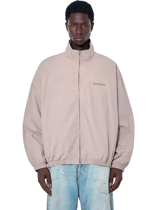 Acne Studios Logo Printed Zip-up Jacket - Cream