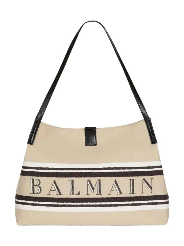 Balmain Release Medium Tote Bag With Logo - Brown