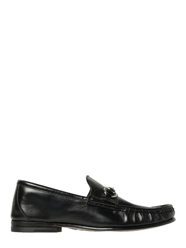 Gucci Lugano Smooth Leather Loafers With Gold-tone Horsebit Detail - Black