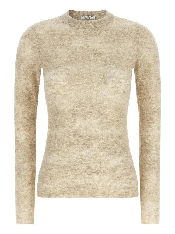Brunello Cucinelli Flower Lace Silk And Alpaca Blend Sweater - Cream