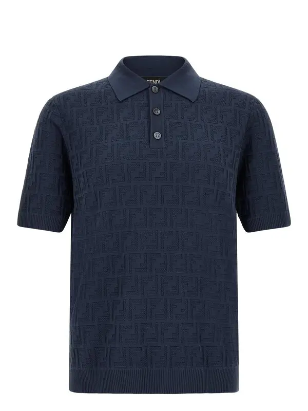 Fendi Ff Cotton Polo Shirt - Blue