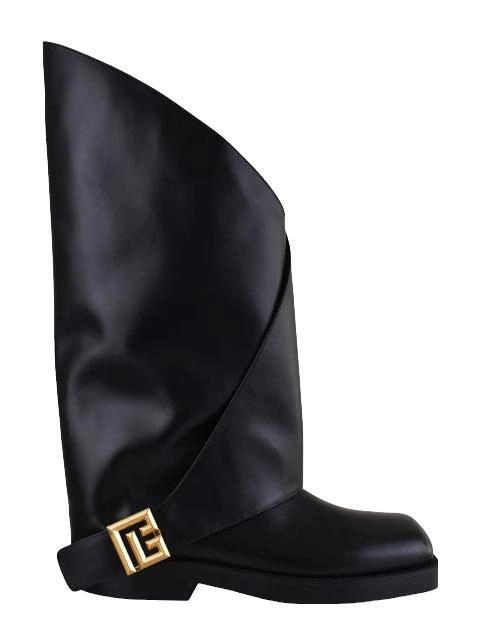 Balmain Twist Flat Boots - Black