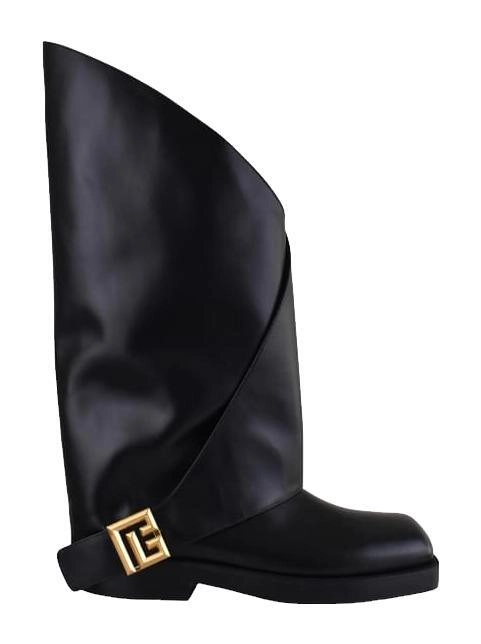 Balmain Twist Flat Boots - Black