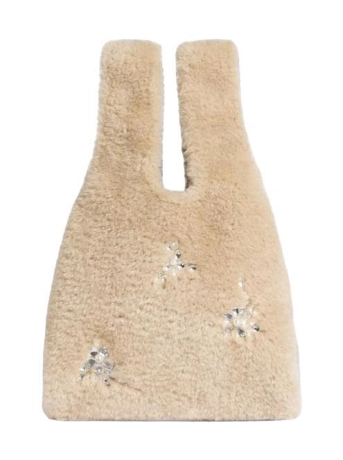 Simone Rocha Faux-fur Crystal-embellished Tote Bag - Cream