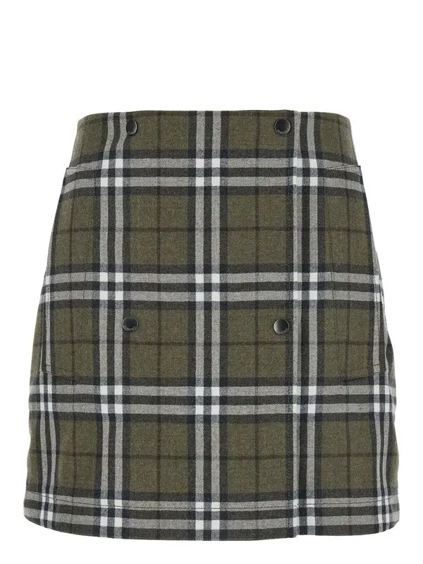Burberry Virgin Wool Check Motif Skirt - Multicolor
