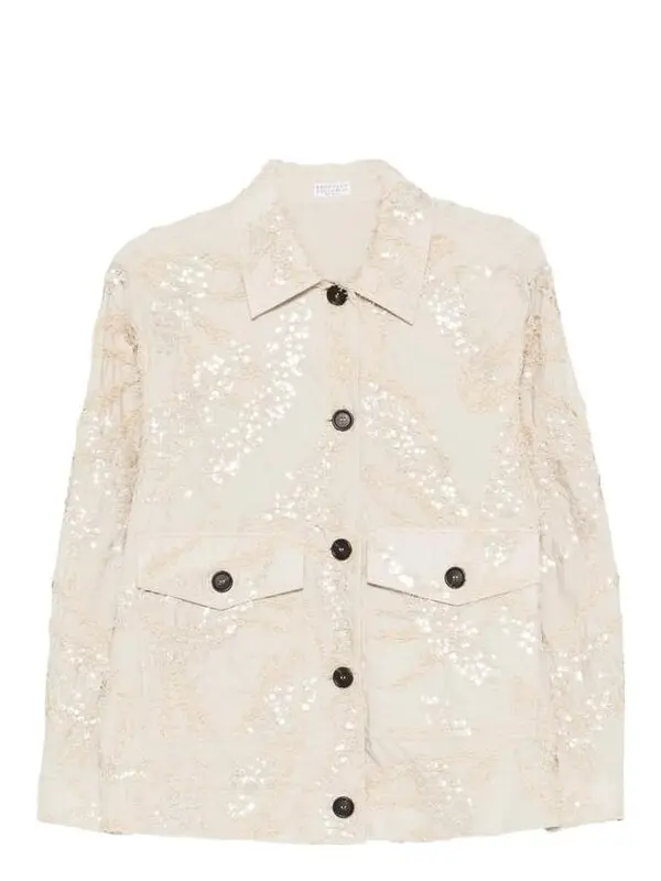 Brunello Cucinelli Sequined Oversized Jacket - Cream