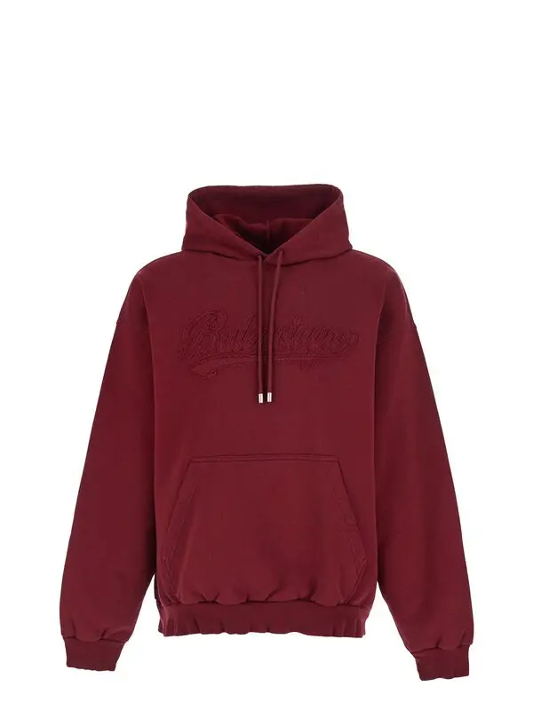 Balenciaga Red Hoodie With Drawstring Hood And Logo Lettering On The Front In Cotton For - Multicolor