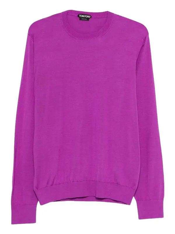 TOM FORD Silk Long Sleeve Sweater - Purple