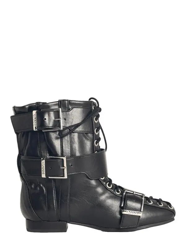 GANNI Synthetic Buckled Boots - Black