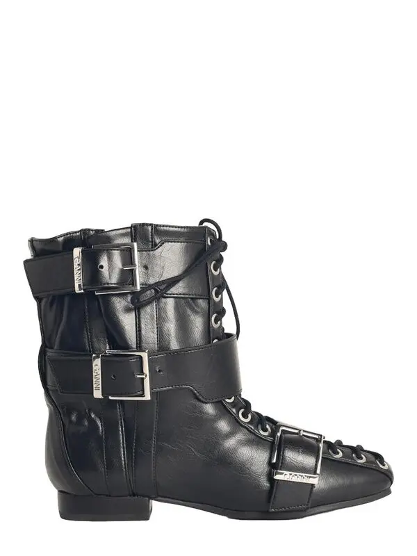 GANNI Synthetic Buckled Boots - Black