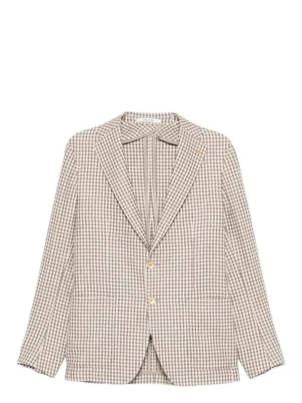 Tagliatore Gingham Pattern Single-breasted Blazer - Cream