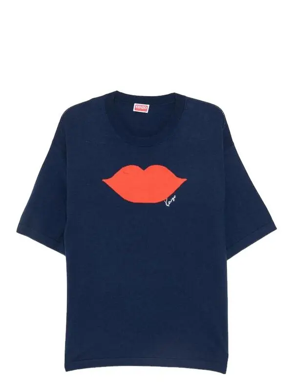 Kenzo Intarsia Lips Knit Jumper - Blue
