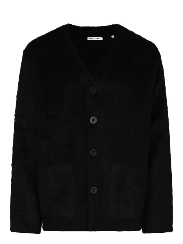Our Legacy Hairy Textured V-neck Cardigan - Black
