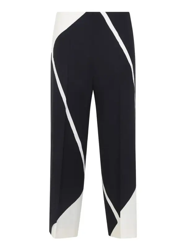 Alberta Ferretti Twill Printed Pants - Black