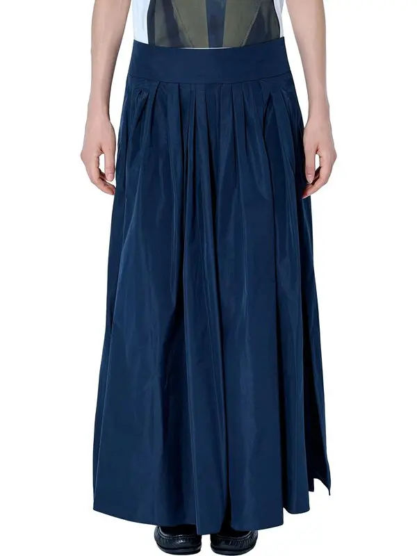 Max Mara Pleated Maxi Skirt - Blue