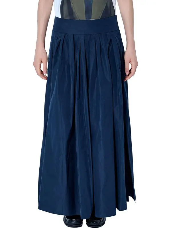 Max Mara Pleated Maxi Skirt - Blue