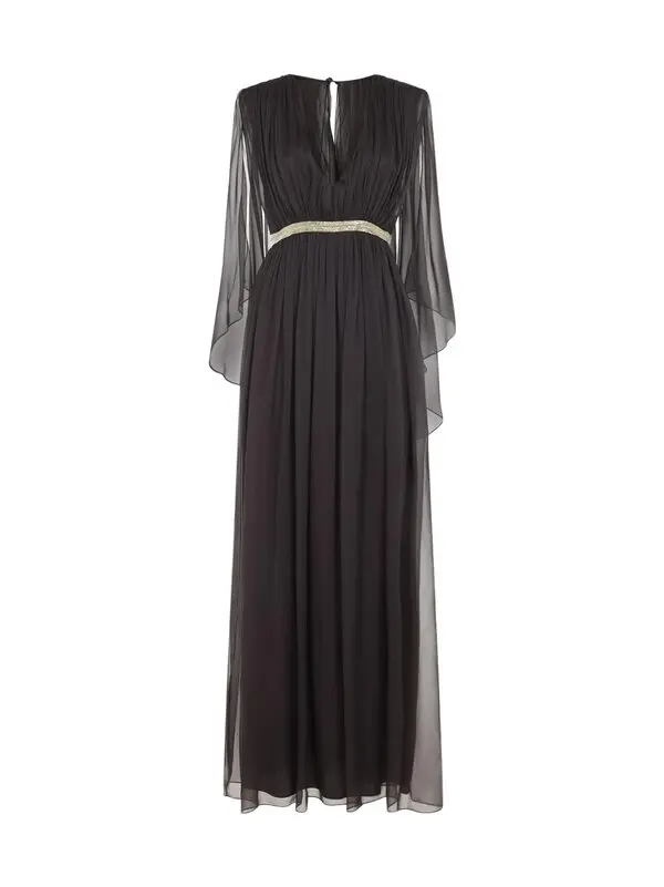 Alberta Ferretti Silk Chiffon Long Dress - Brown