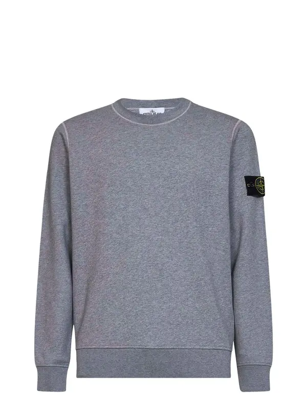 Stone Island Melange Grey Melange Organic Cotton Crewneck Sweatshirt - Multicolor