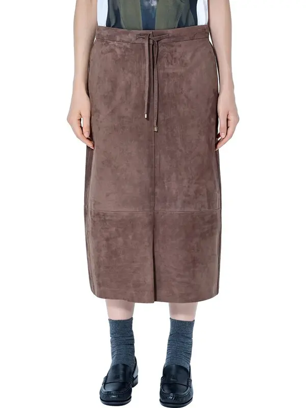 Max Mara Suede Midi Skirt - Brown