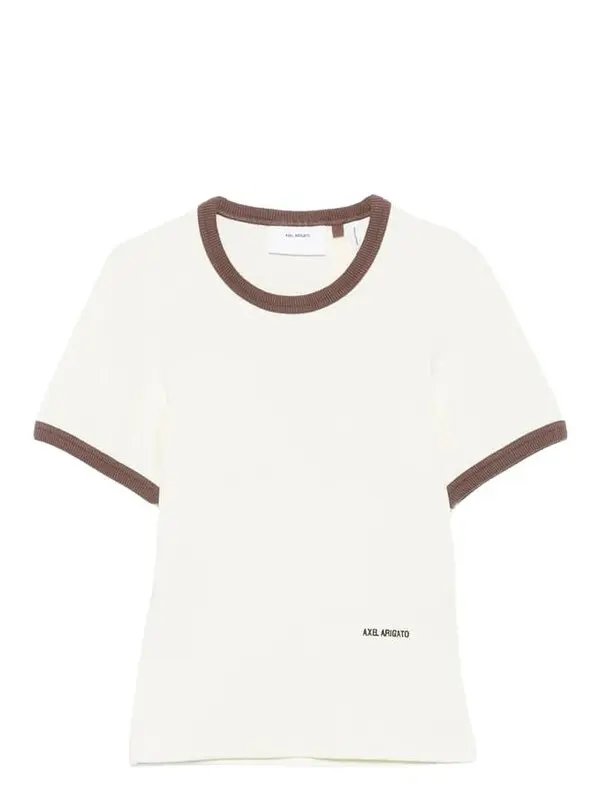 Axel Arigato Ribbed Contrast Trim T-shirt - Cream