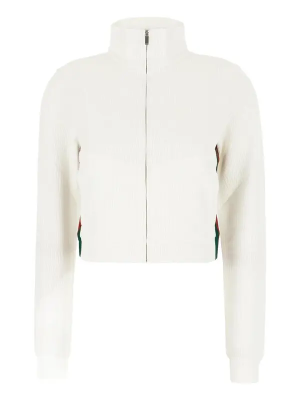 Gucci Zip Up Stand Collar Cropped Sweatshirt - Multicolor
