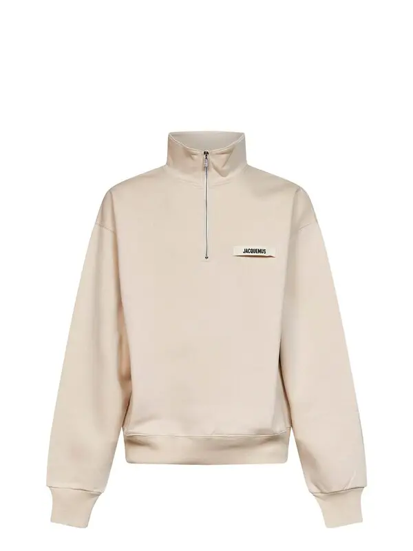Jacquemus Beige The Gros Grain Zipped-rollneck Sweatshirt - Multicolor