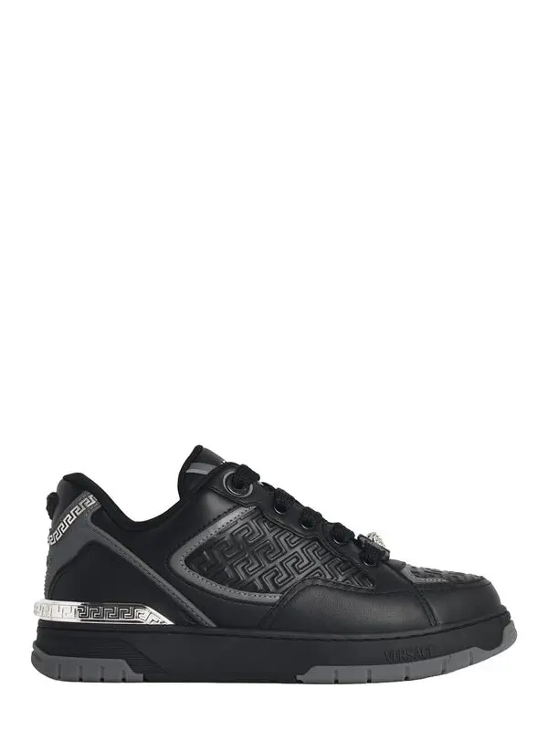 Versace Biggie' Leather Sneakers - Black