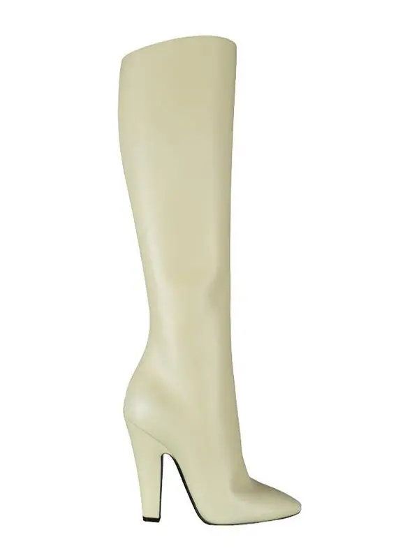 Saint Laurent 68 Leather Boots - Cream