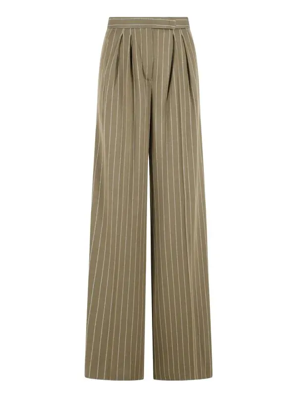 Max Mara Rio Virgin Wool Blend Pants - Green