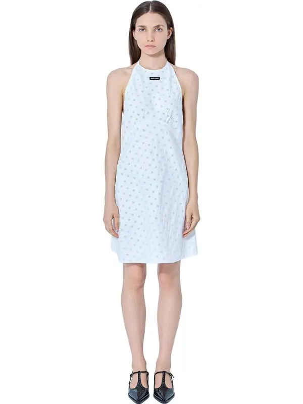Miu Miu Cady Eyelet Lace Mini Dress - White