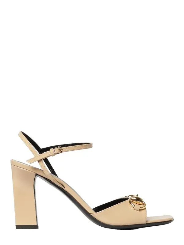 Gucci Signora Brushed Leather Sandals With Horsebit Detail - Pink