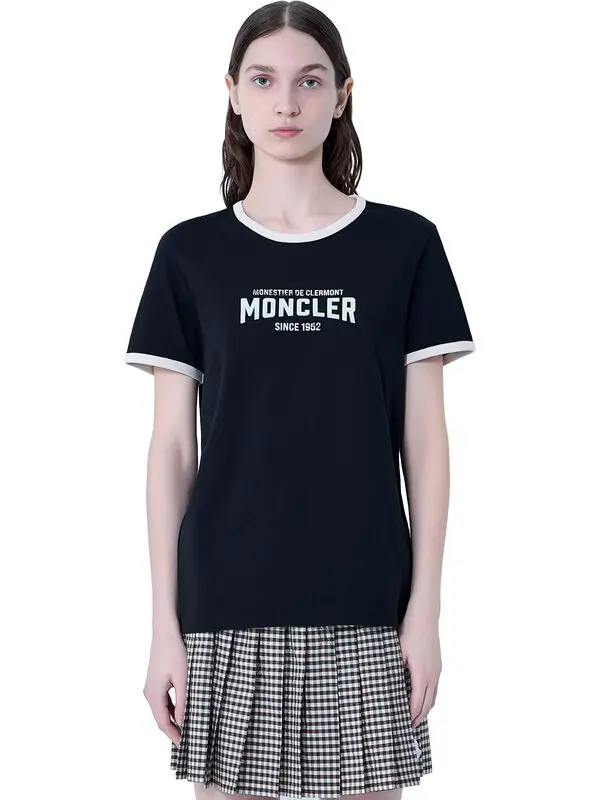 Moncler Cotton Logo Print T-shirt - Black