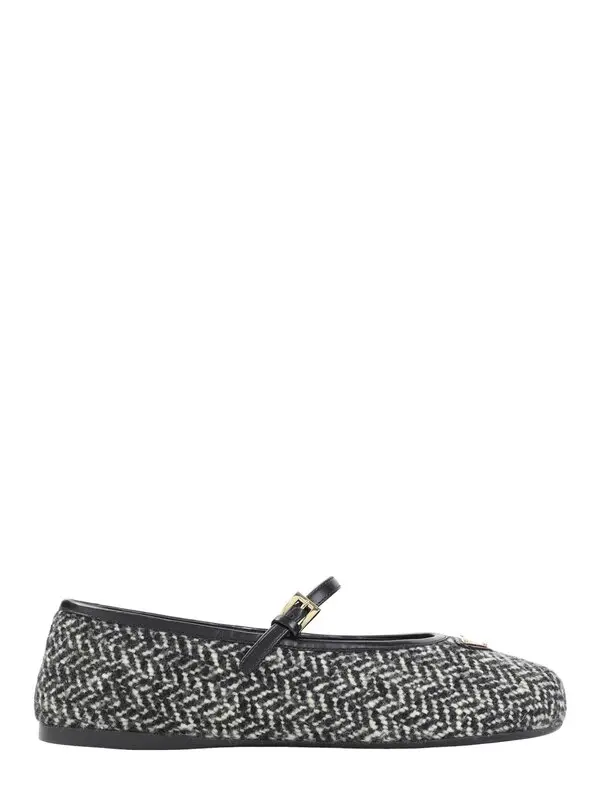 Prada Textured Wool Mary Jane Ballerinas - White