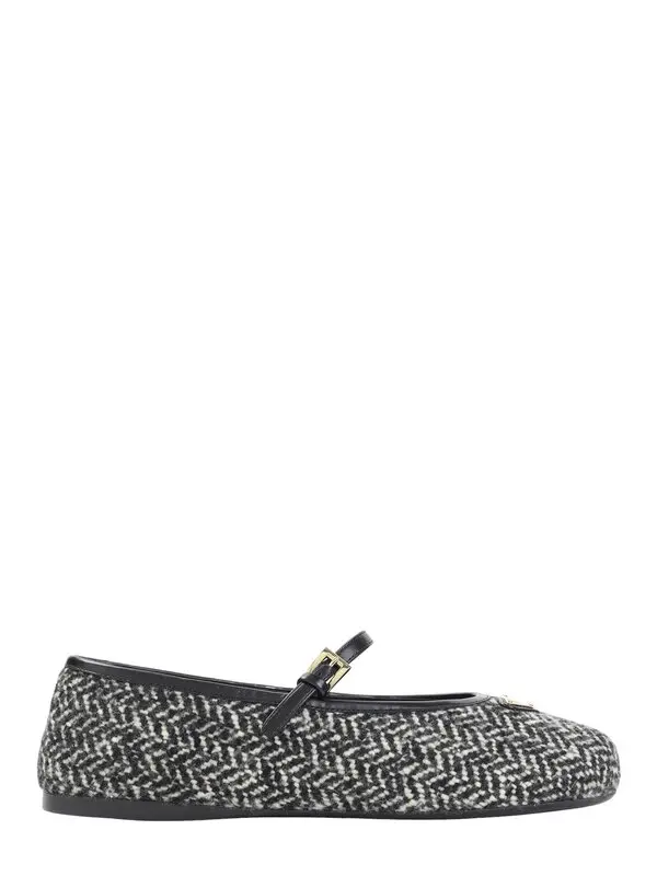 Prada Textured Wool Mary Jane Ballerinas - White